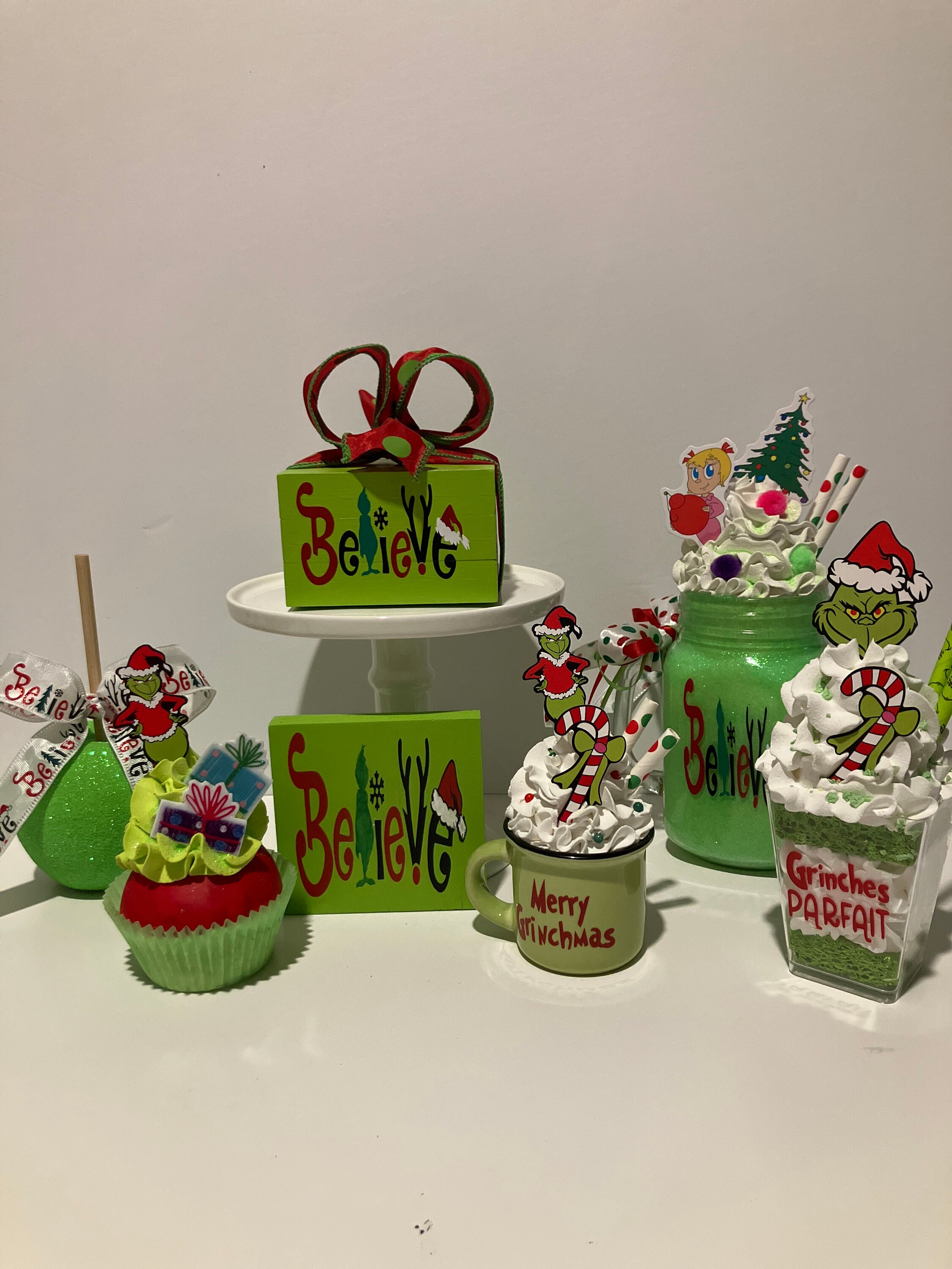 Wood Grinch Believe Christmas Book Stack - Etsy