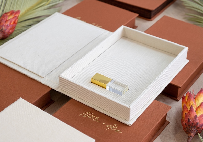 Custom Linen USB Box Packaging for Flash Drive Gift Box for - Etsy