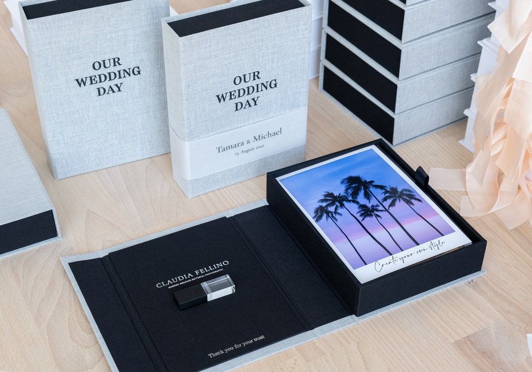 Linen Photo Box / USB Box / Photo Packaging / 5x7 Photo Box - Etsy