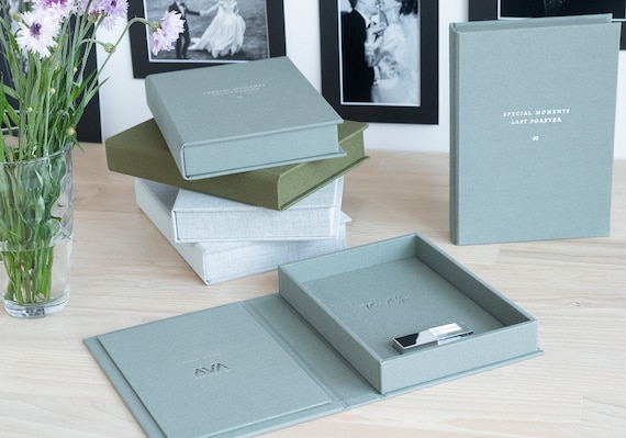 Custom Linen USB Box Packaging for Flash Drive Gift Box for - Etsy