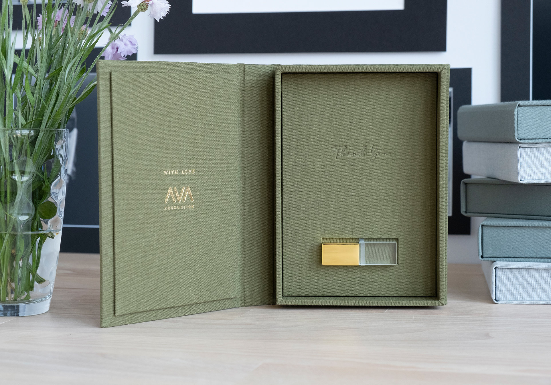 Custom linen USB box packaging for flash drive gift box for | Etsy