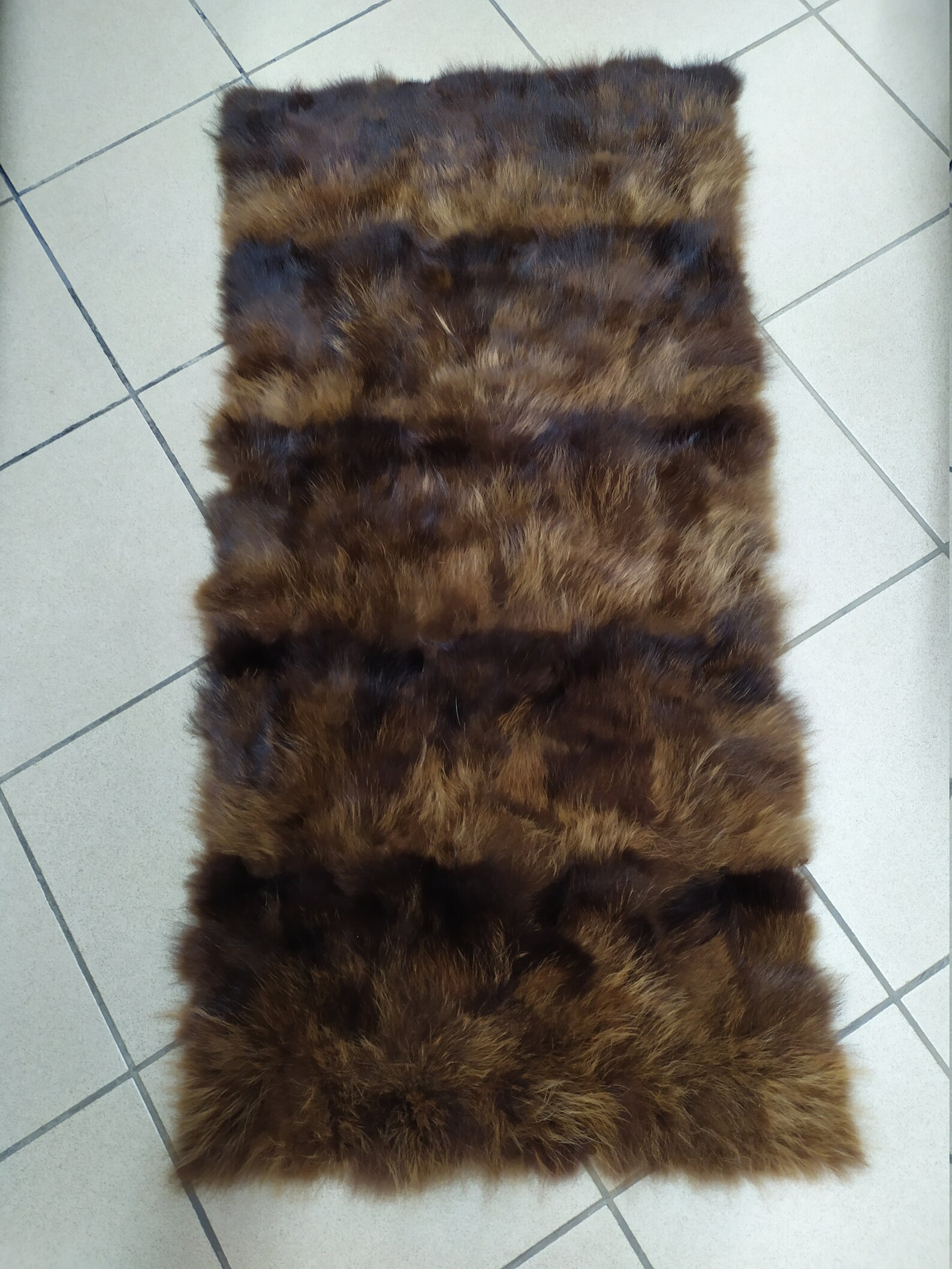 Real Fur Rectangle Carpet Rug, Fur Finn Raccoon, Brown Colour, - Etsy