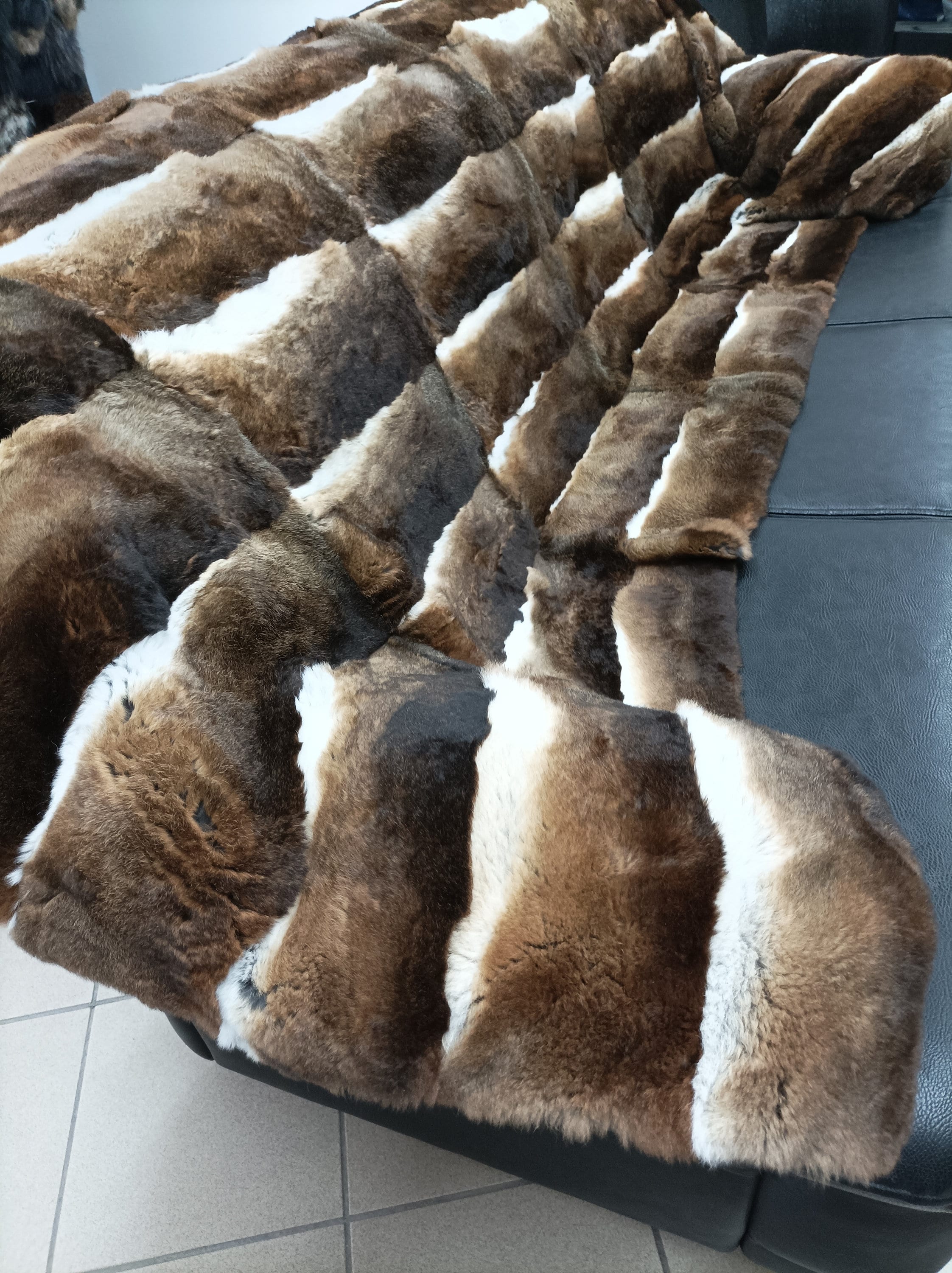 Fur Blanket,real Orilak-rex Rabbit Fur Blanket Throw, Natural Brown ...