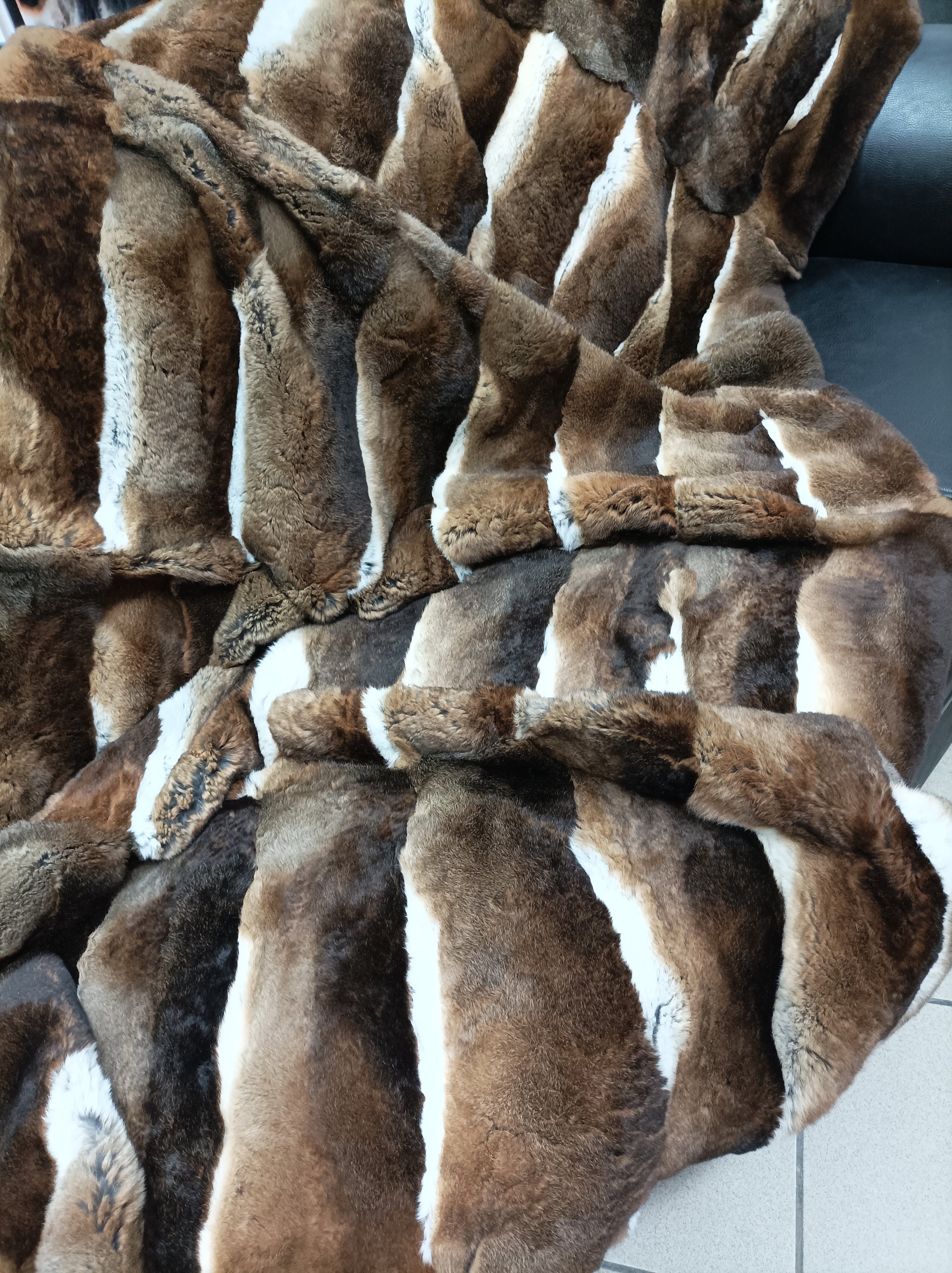 Fur Blanket,real Orilak-rex Rabbit Fur Blanket Throw, Natural Brown ...