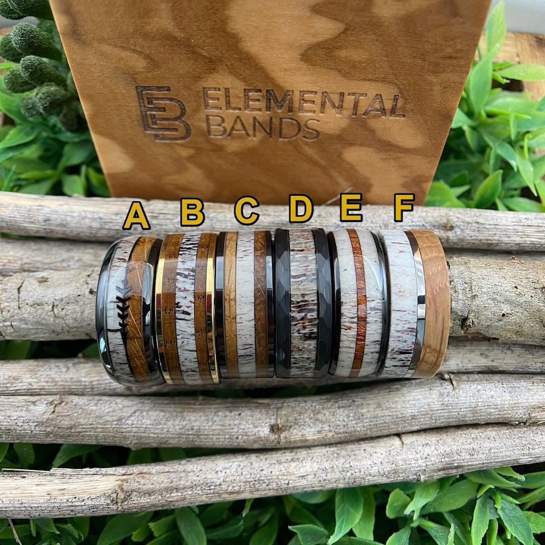 Mens Deer Antler Ring, Deer Antler Ring for Him, Mens Wedding Band ...