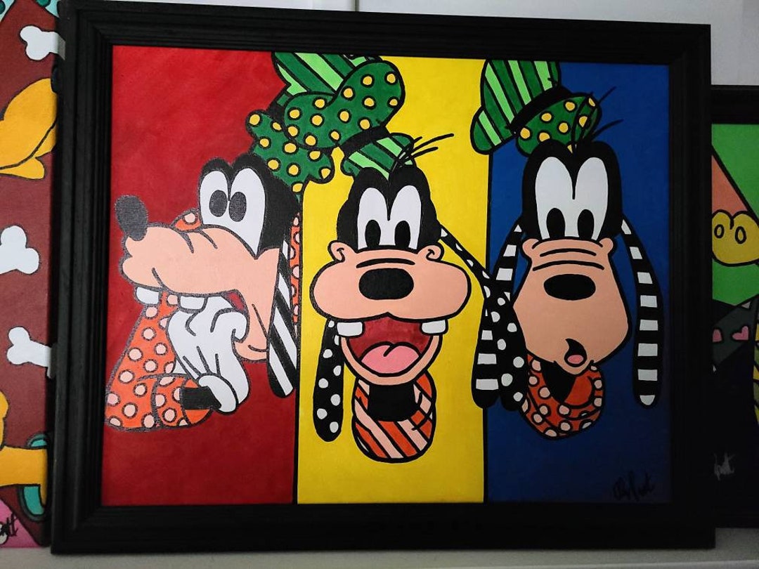 Gawsh (faces of Goofy) - Acrylic on Canvas - 16"x20" FRAMED - Etsy