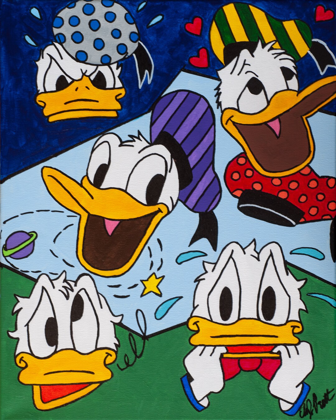 The Many Faces of a Deranged Duck - Acrylic on Canvas - 16" X 20 ...