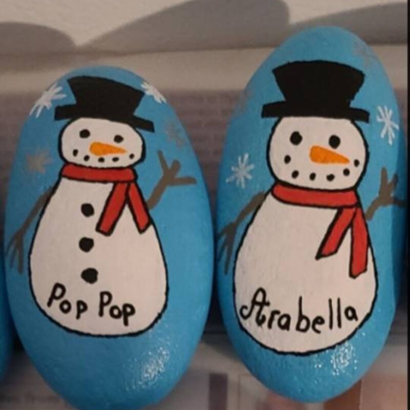 Painted Snowman Rocks - Etsy