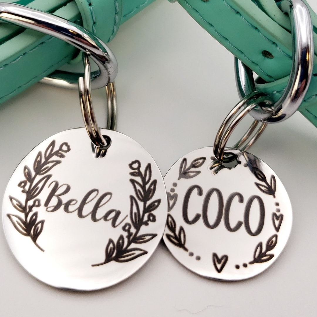 Personalized Pet Tag, Dog Name Tag, Cat Name Tag, Engraved ID Tag, Cat ...