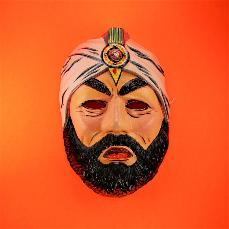 Rare Vintage Zoltar Genie Halloween Mask Sheik Wizard Zoltan Arabian ...