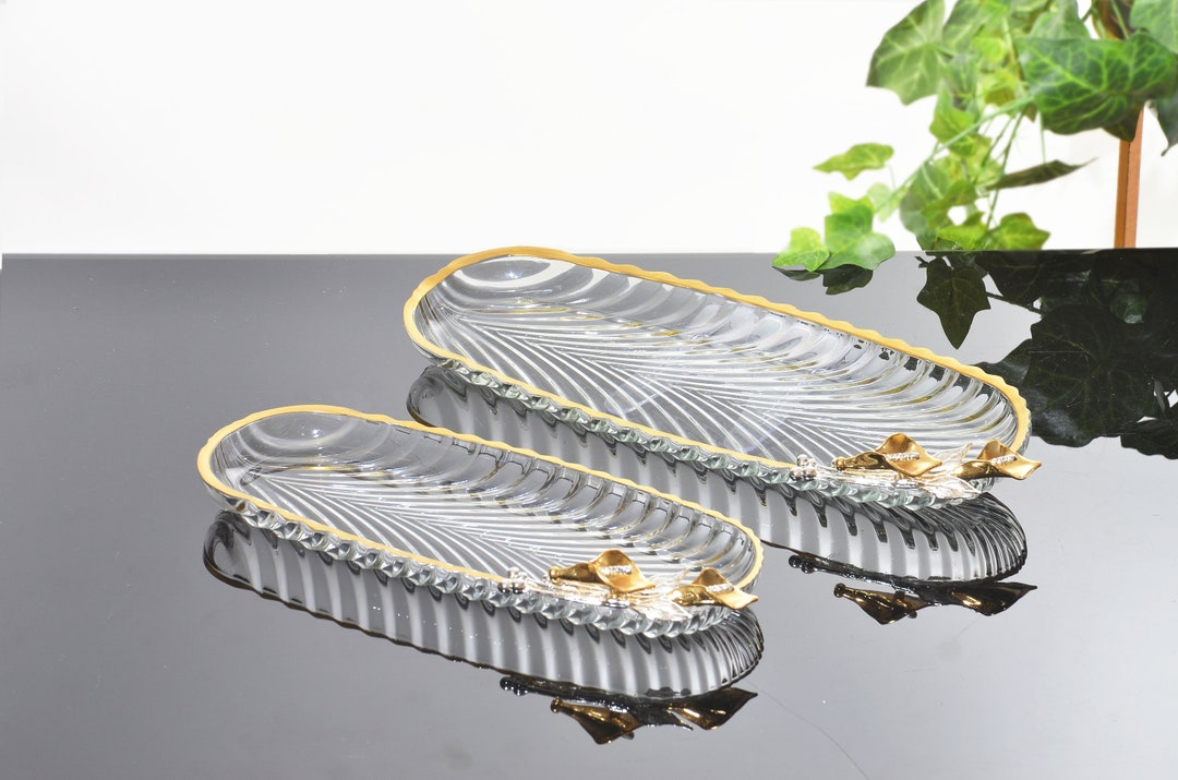 Glass Serving Plate for Your Gold Decor in Special Events - Etsy