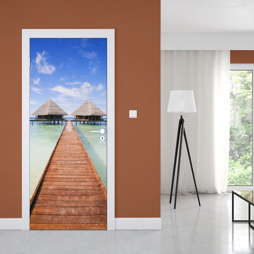 Tropical Resort Door Mural, Beach Door Decal Home Decor, Office Decor ...