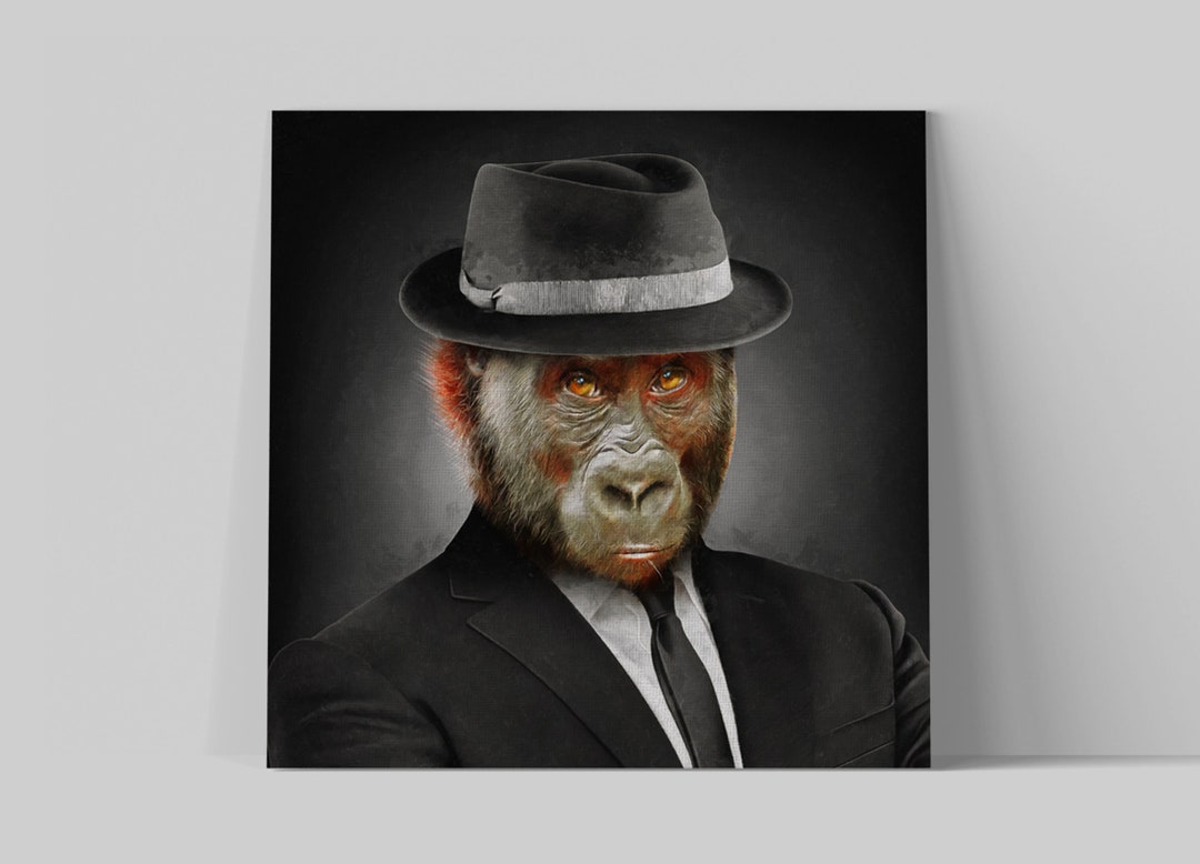 Monkey in the Business Suit , Canvas Wall Art, Framed Print, Various ...