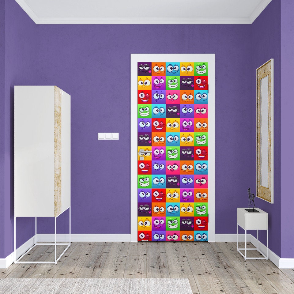 Funny Eyes Door Mural Smiley Faces Door Decal Fun Wall - Etsy UK