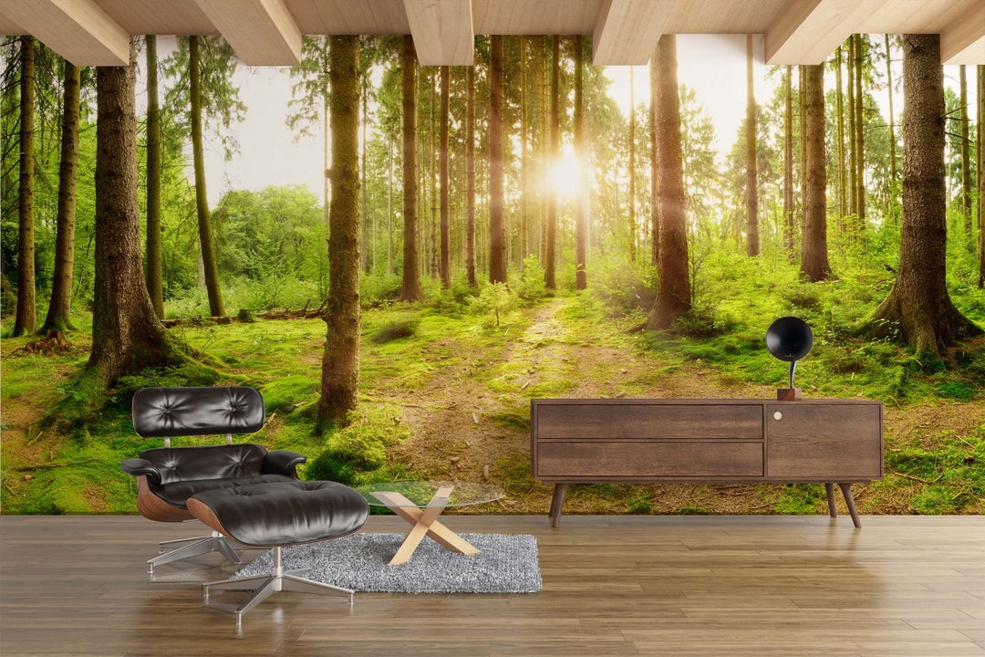 Forest Serenity Wall Paper, Calming Forest Themed Removable, Peel and ...