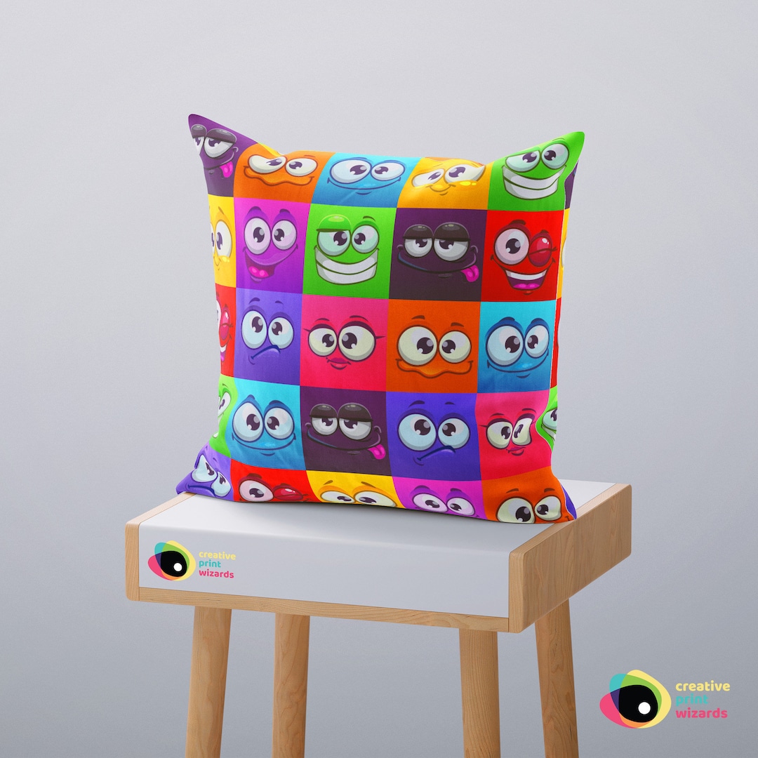 Funny Eyes Pillowcase, Smiley Faces Pillowcase, Comfortable Decorative ...