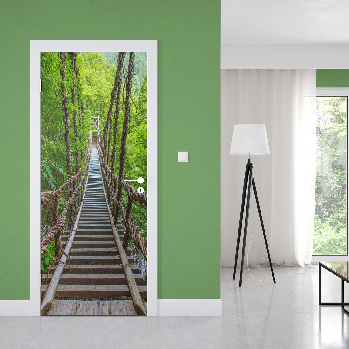 Hanging Bridge Door Mural Suspension Bridge Door Decal Wall | Etsy