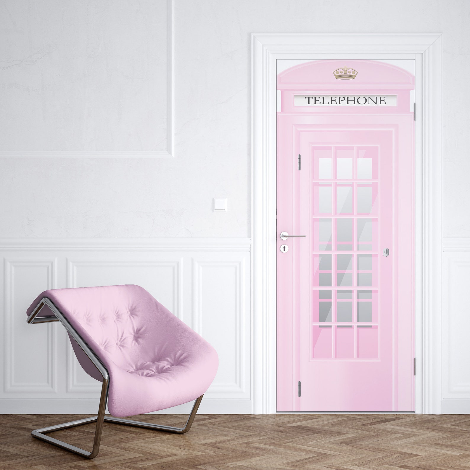 London Telephone Booth Door Mural Pink Phone Booth Door - Etsy