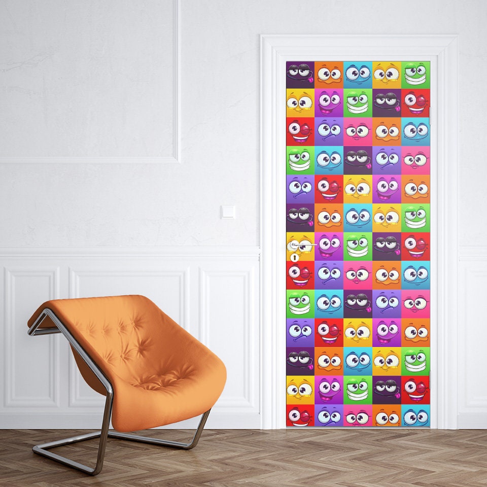 Funny Eyes Door Mural Smiley Faces Door Decal Fun Wall - Etsy UK