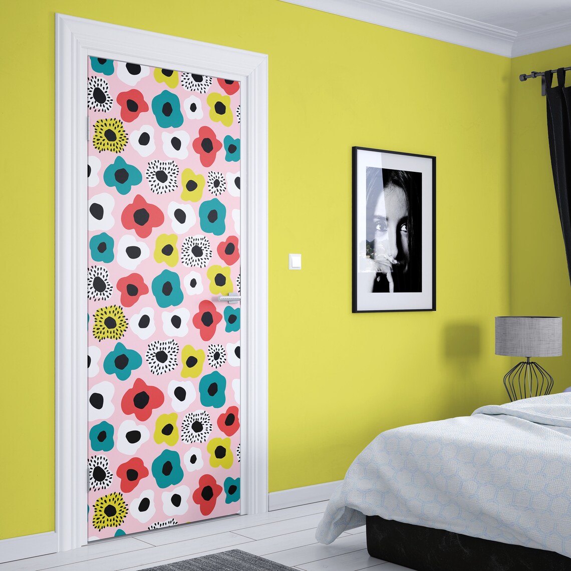 Happy Flowers Door Mural Scandinavian Folk Art Lovers Door - Etsy