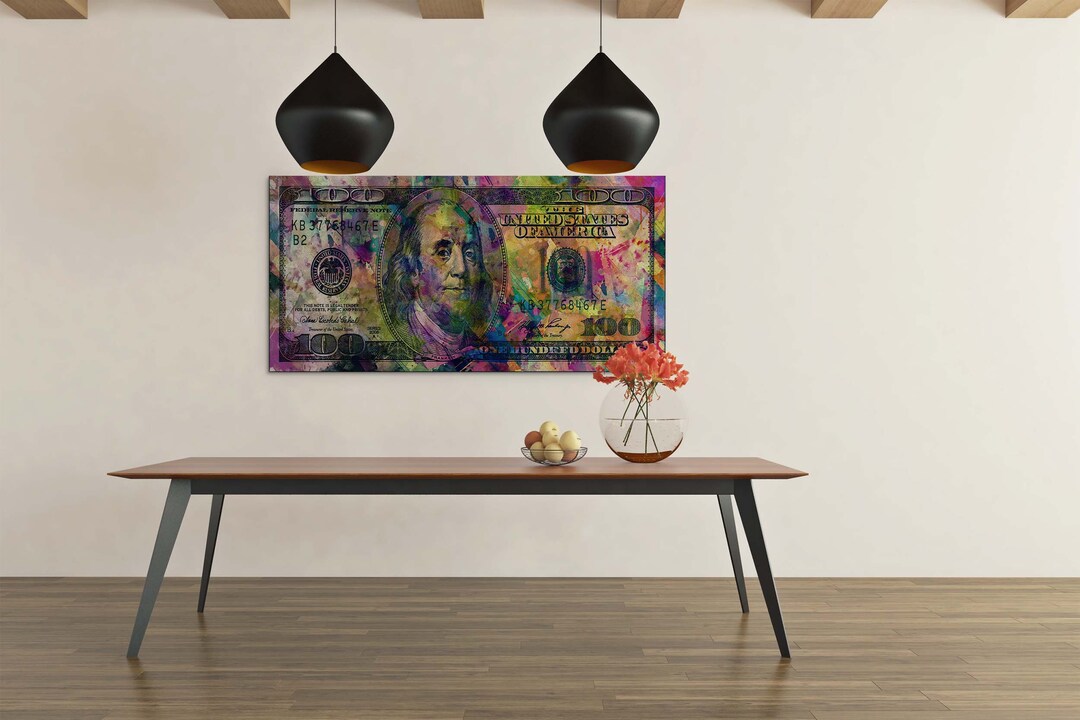 Benjamin Franklin Canvas, Stained Money Canvas, American Funny Wall Art ...