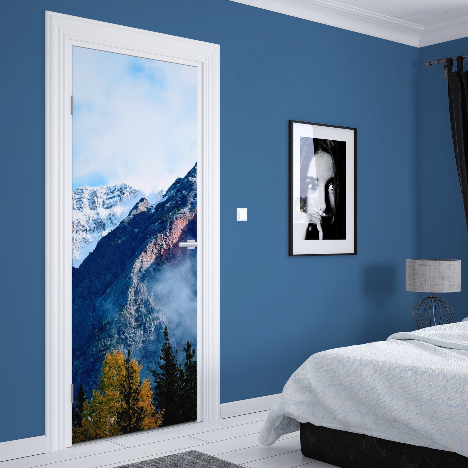 Mountain Cliff View Door Mural Mountain View Door Decal Wall | Etsy