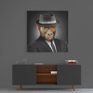 Monkey in the Business Suit , Canvas Wall Art, Framed Print, Various ...
