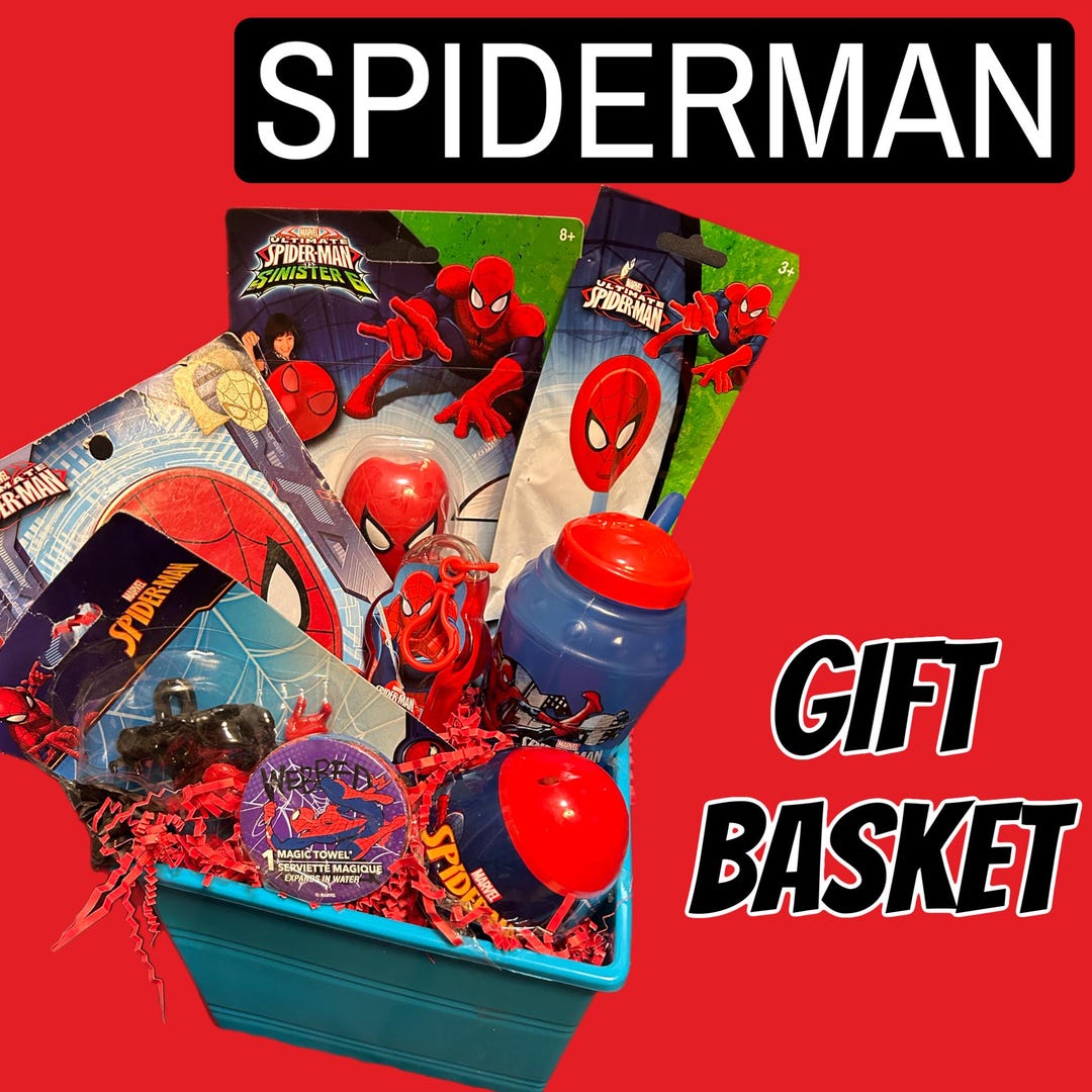 SPIDERMAN Gift Basket for Kids Sandwich Cutter Glow Wand and More ships ...