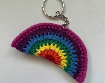 Rainbow Keyring / Rainbow Keychain Crochet - Etsy