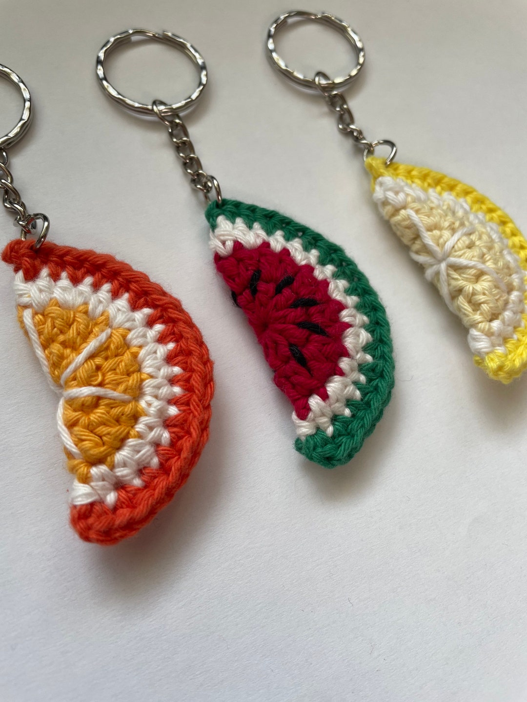 Crochet Fruit Slices Keyring - Watermelon, Orange and Lemon. - Etsy