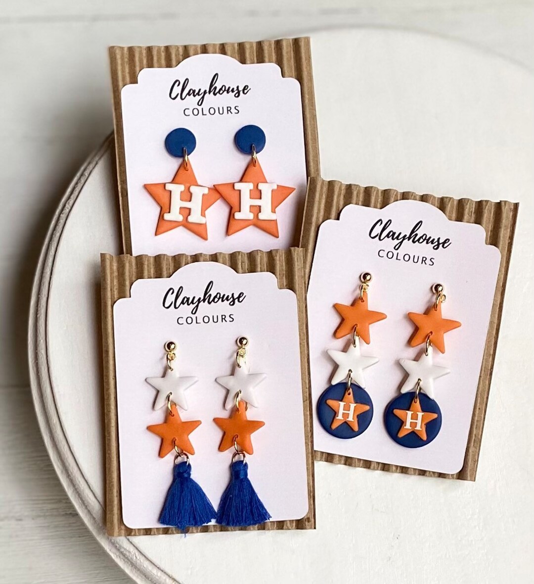 Astros Earrings, Houston Astros Jewelry, Polymer Clay Earrings, Astros ...