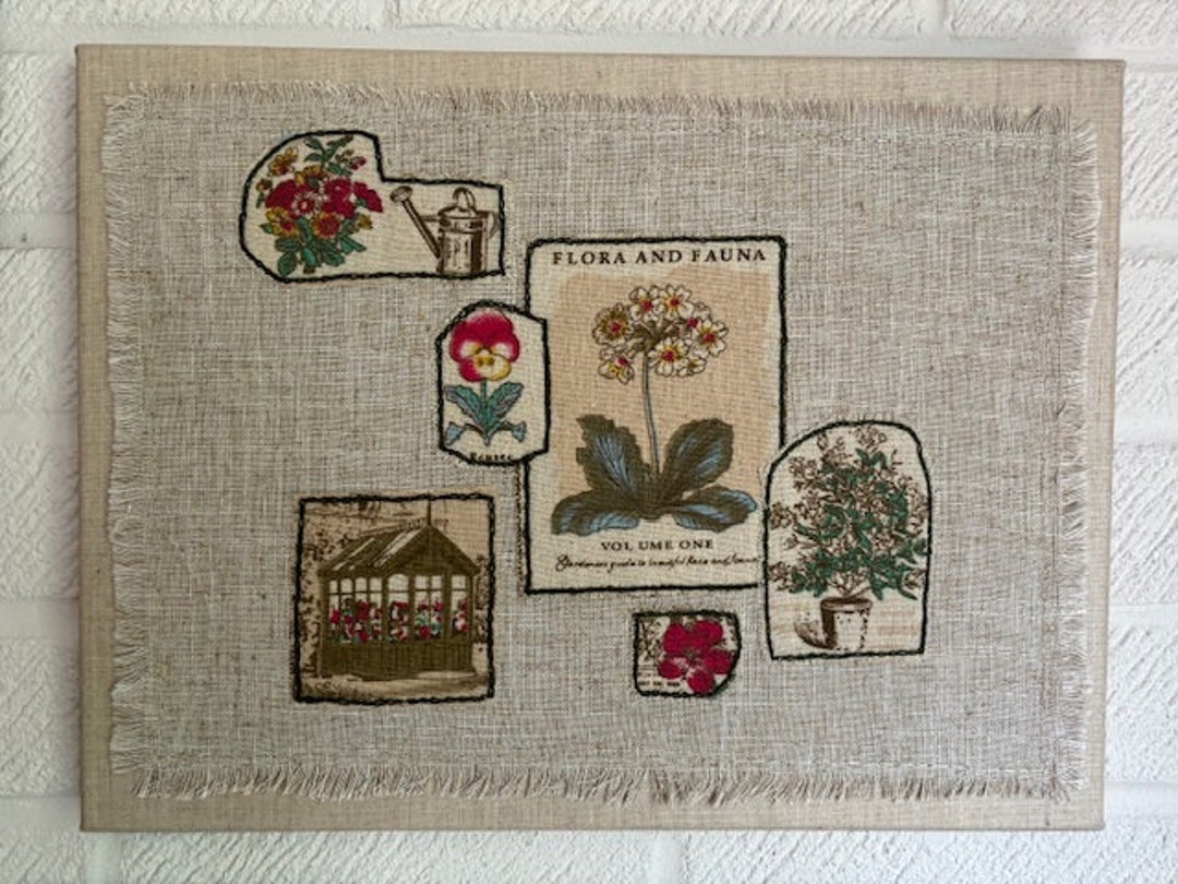 Flora and Fauna Design Applique Linen/canvas Wall Hanging/picture ...