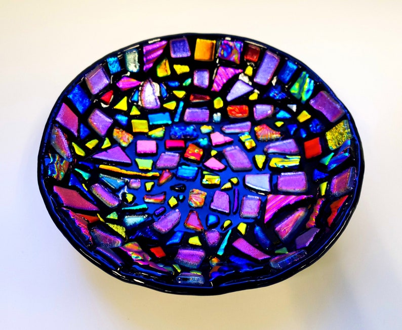 Purple Rainbow Dichroic Glass Bowl, Unique & Colorful Glass Dish, A Fun ...