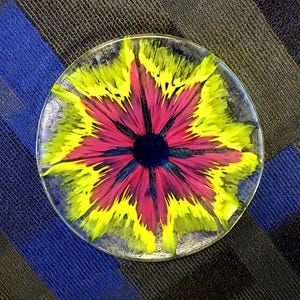 Stunning Bursting Flower Glass Bowl, Unique Colorful Centerpiece Dish ...