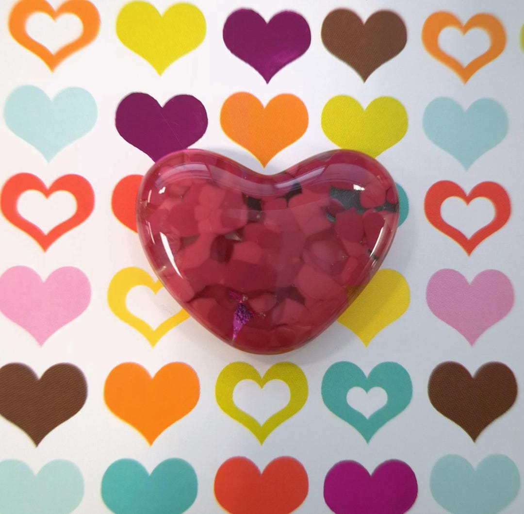 Mauvelous Glass Heart, Rose Glass Pocket Heart, Mauve Pink Speckled ...