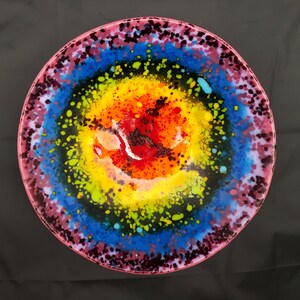 Speckled Rainbow Tie Dyed Glass Bowl, Colorful Spotted Glass Bullseye ...