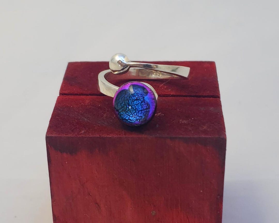 Blurple Dichroic Glass Dot Ring, Color Shifting Purple to Blue Ring ...