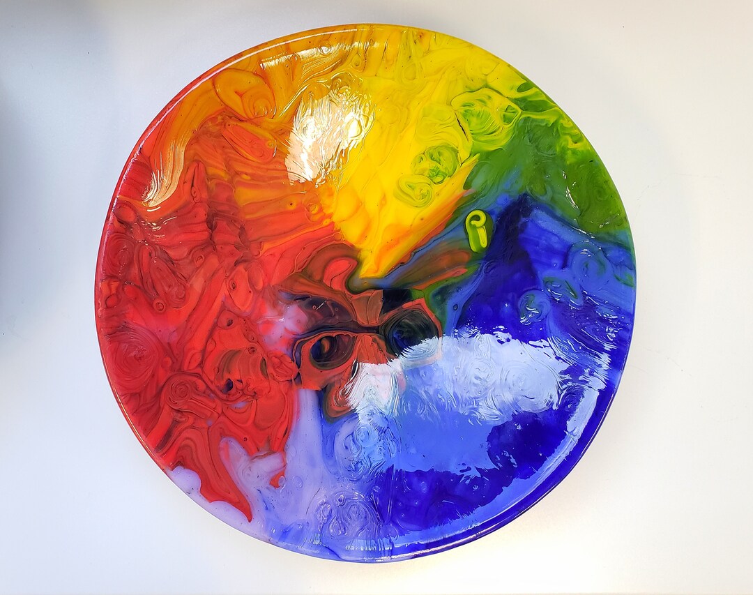 Magic Rainbow Bowl, Gorgeous Swirling Rainbow Colors Glass Dish, Melted ...