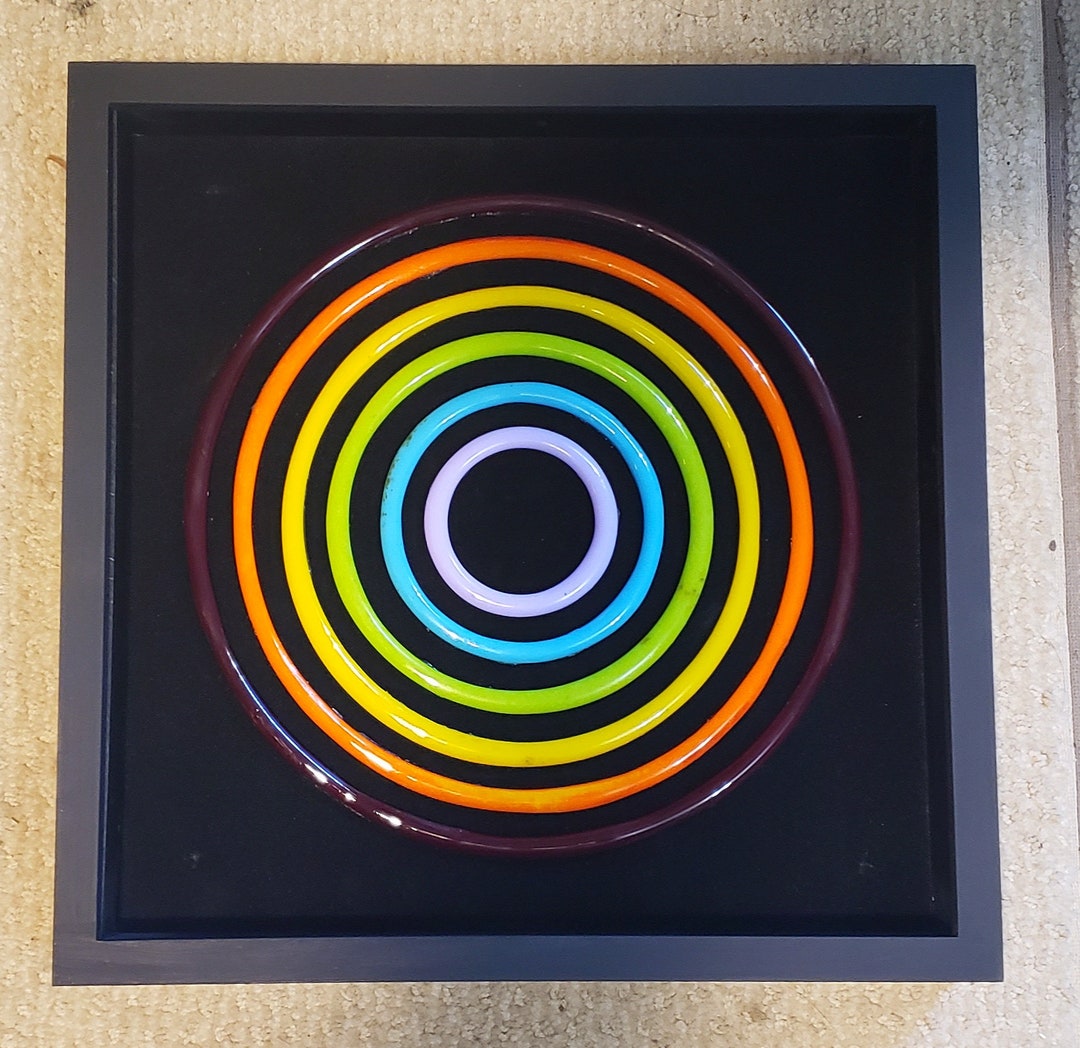 Rainbow Bullseye Framed Art, Colorful Glass Target Picture, Vibrant ...