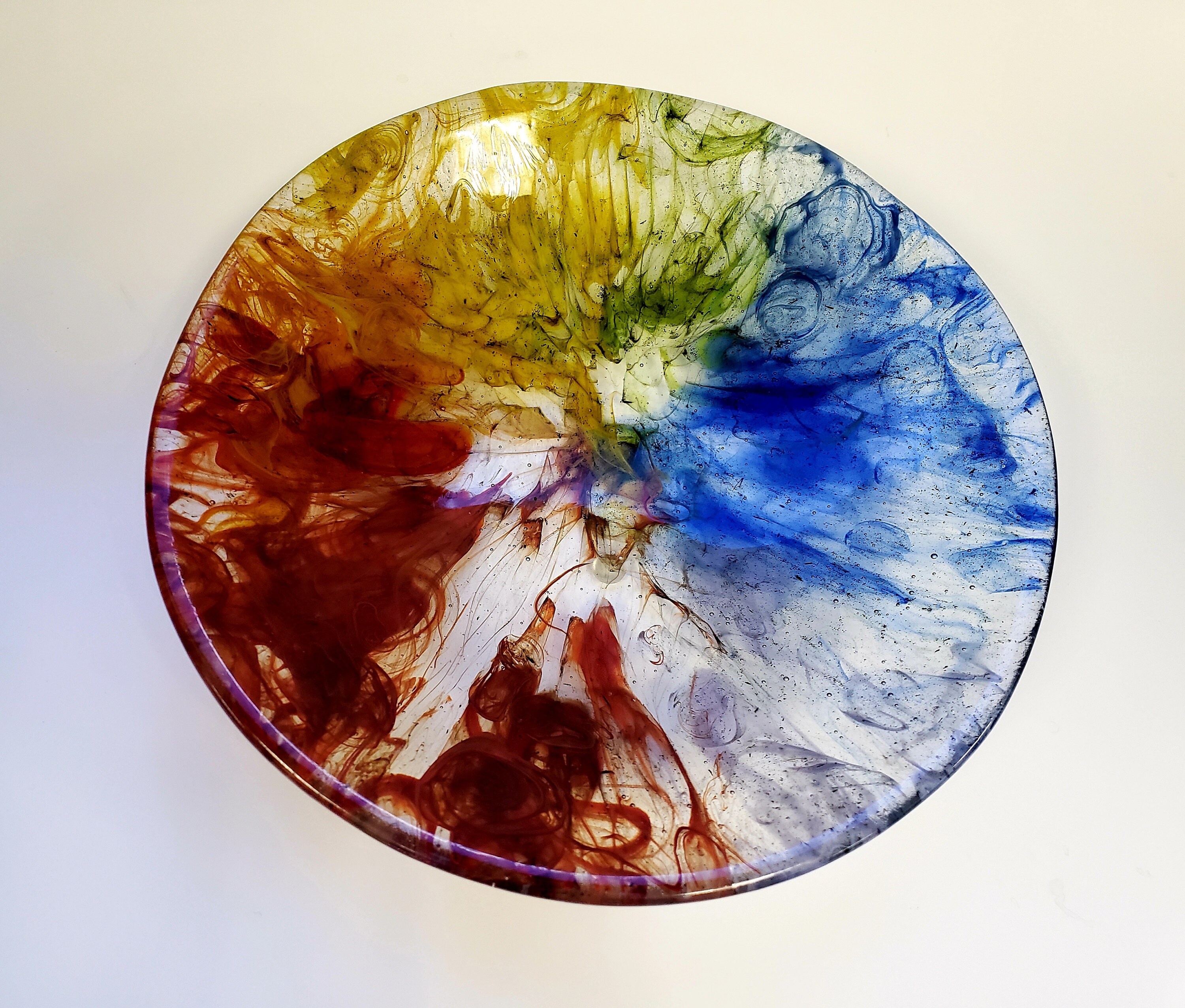 Watercolor Rainbow Glass Bowl, Flowing Colorful Rainbow Glass Dish ...
