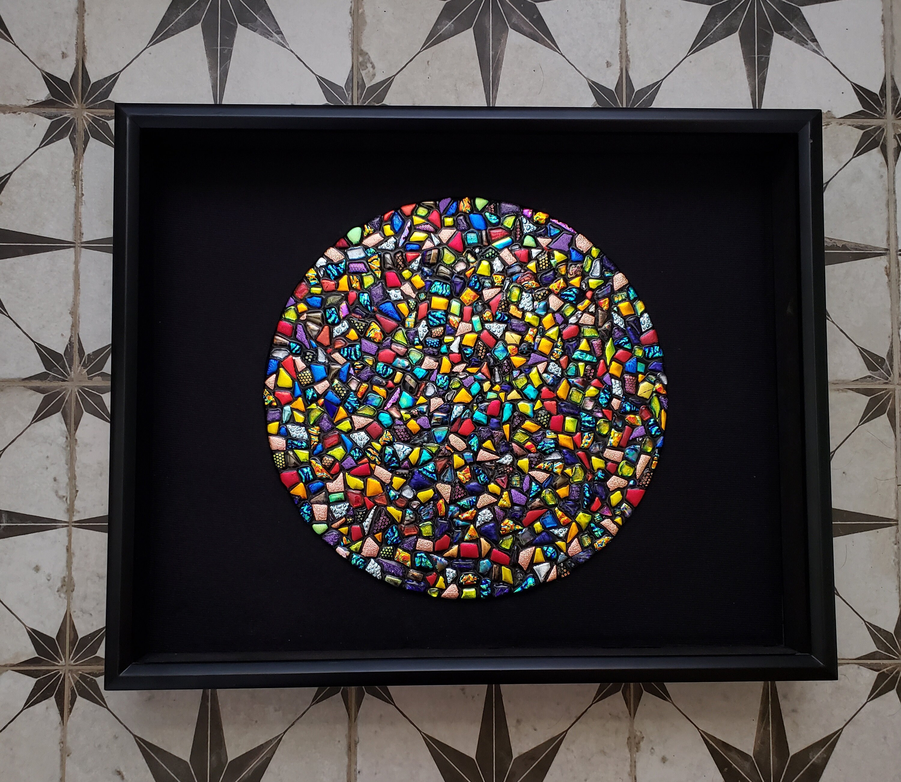Rainbow Mix Gazing Disc, Unique Dichroic Glass Framed Art, A Glowing ...