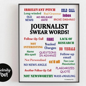 Journalist Swear Words PRINTABLE COLOUR Office Decor, Annoyingly Funny ...