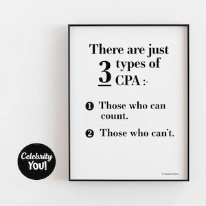 Types of CPA PRINTABLE Fun Accounting Office Decor, Accountant Exam ...