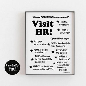 Funny Human Resources Printable Office Sign: Visit HR Personnel Poster ...
