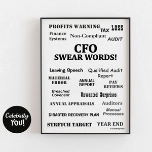 CFO Swear Words PRINT, CFO Office Decor, Funny Birthday Leaving Gift ...