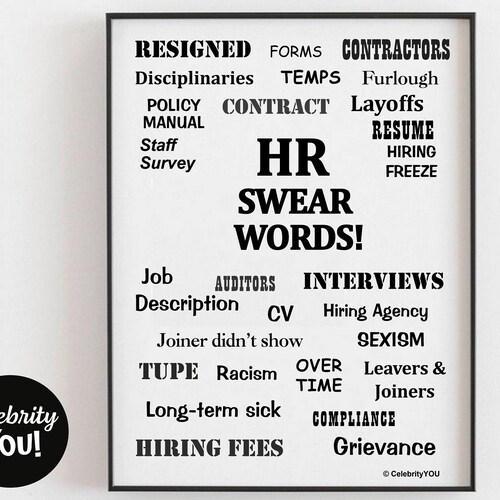 HR Swear Words PRINT Human Resources Office Decor Funny HR - Etsy