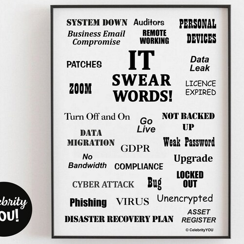 Information Technology Swear Words PRINT IT Office Decor - Etsy