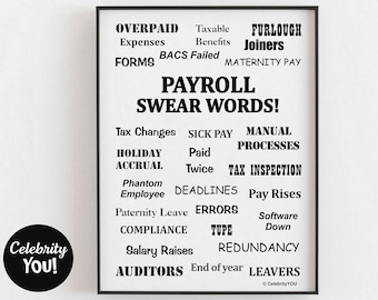 Payroll Swear Words PRINTABLE Office Decor, Funny Payroll Manager Gift ...