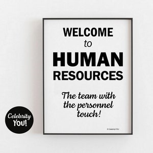 Welcome to Human Resources PRINT, HR Department Office Sign ...