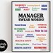 Manager Swear Words PRINTABLE Colour Office Decor, Funny Manager Gift ...